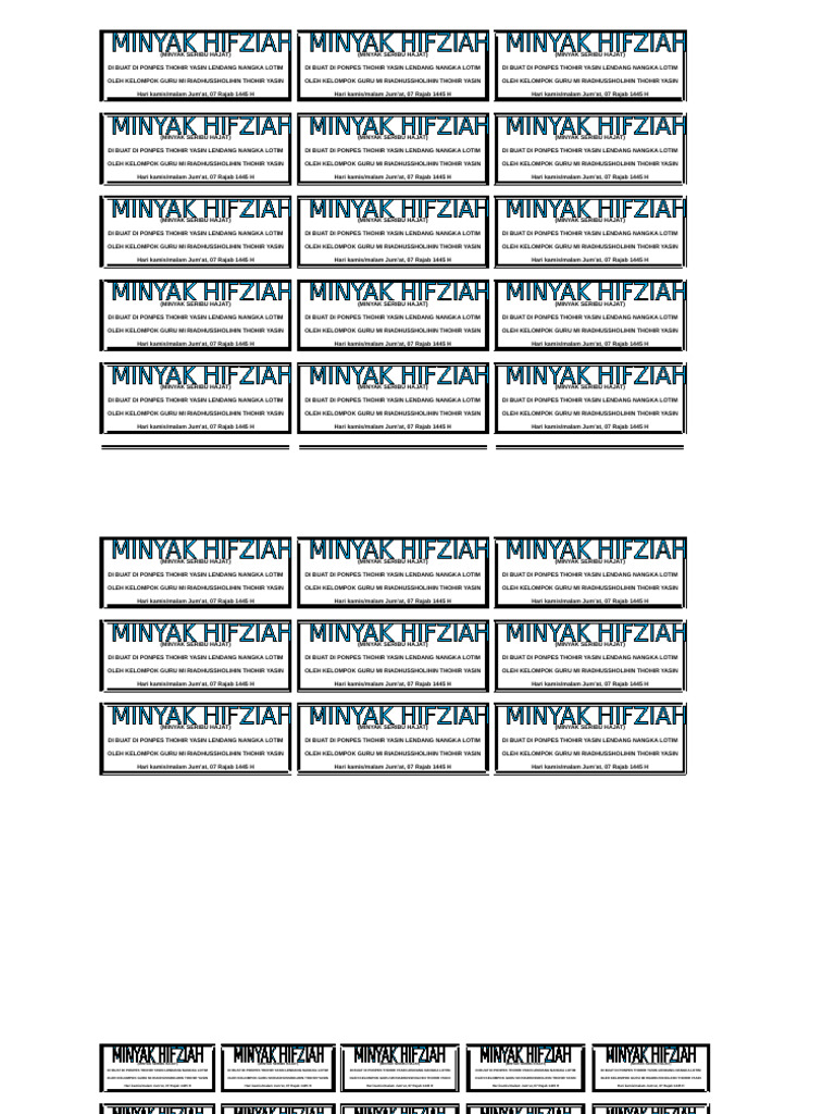 Label Minyak Seribu Hajat | PDF
