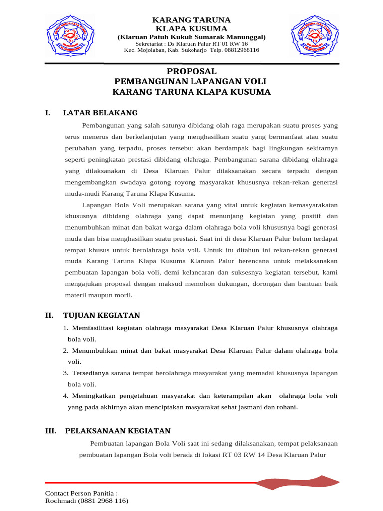 Proposal Pembuatan Lapangan Volly | PDF