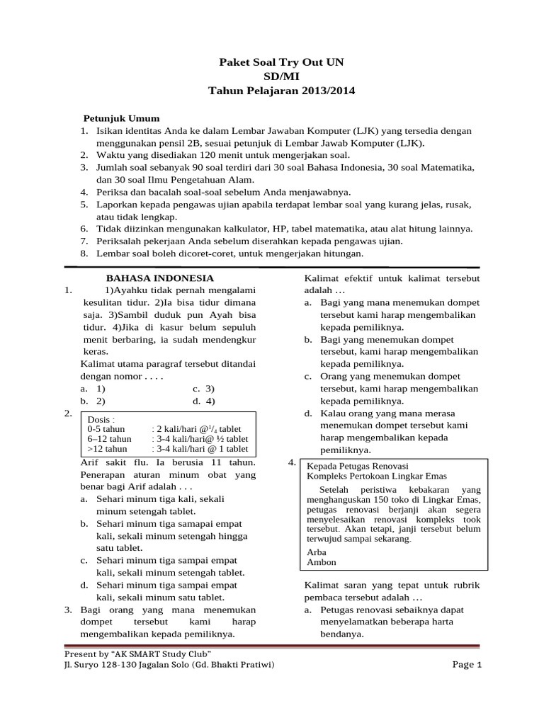 Soal UN 60 Soal Fix | PDF