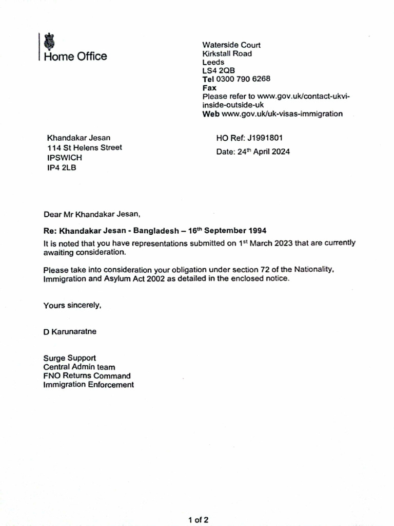 Consideration Letter | PDF