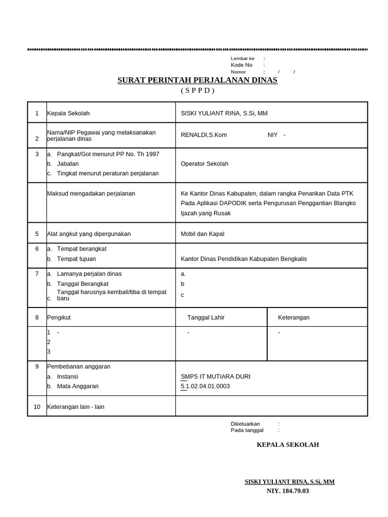 sppd baru - sekolah | PDF