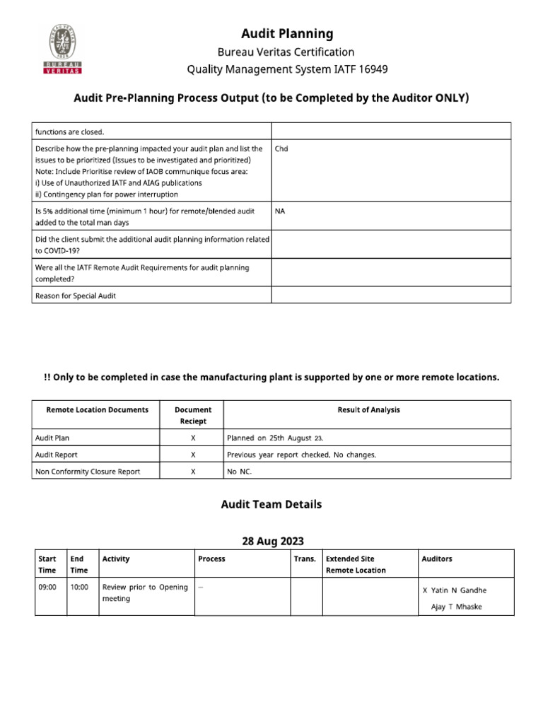 Audit plan 2023 | PDF