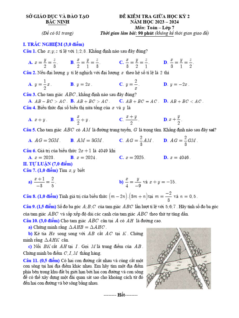 De Kiem Tra Giua Hoc Ky 2 Toan 7 Nam 2023 2024 So GDDT Bac Ninh | PDF