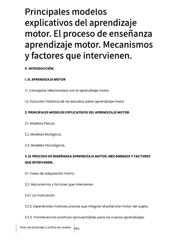 Tema 8 - El Aprendizaje Motor. Principa... y Factores Que Intervienen. - Oposinet | PDF