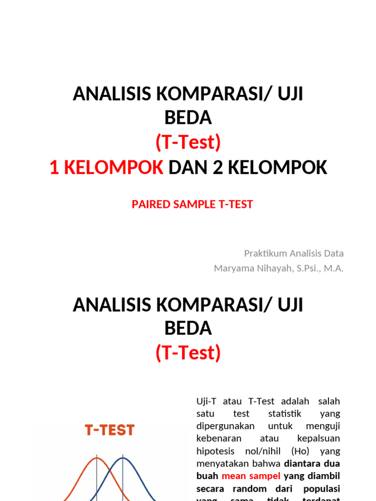 Materi Ppt Paired Sampe T Test Pdf