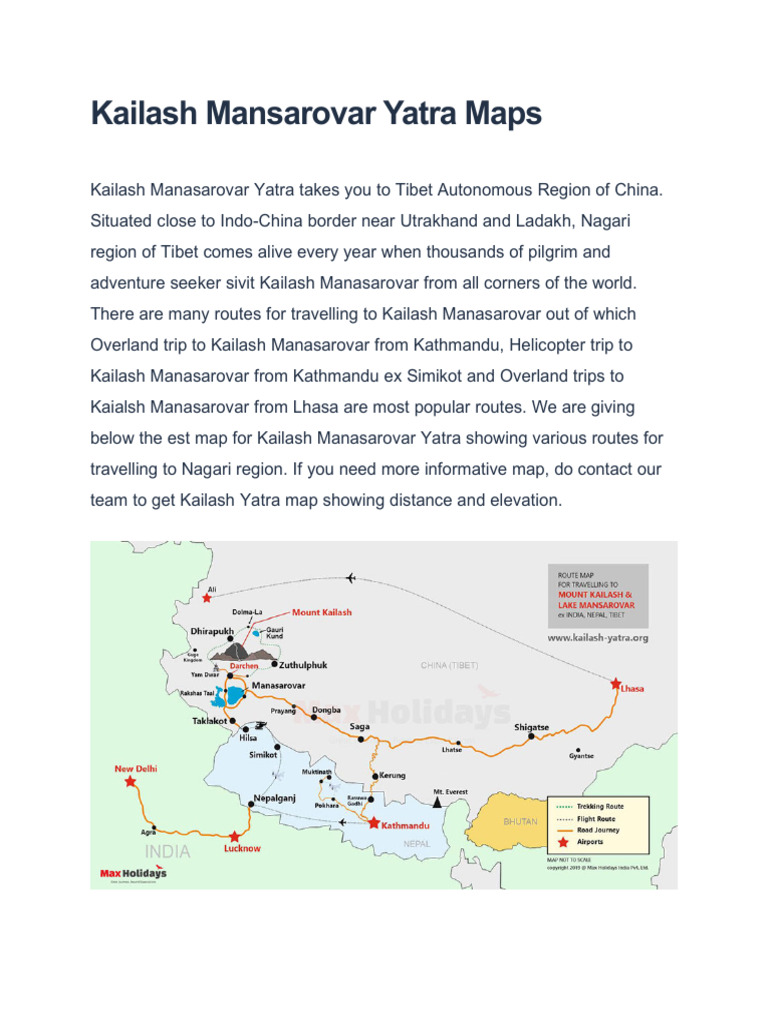 Kailash Mansarovar Yatra Maps | PDF | Pilgrimage | Travel