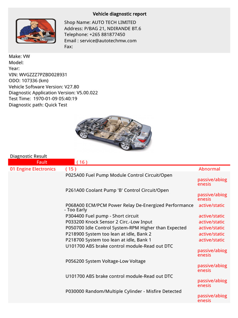 VW (DTC) 986390916500 19700109054019 | PDF
