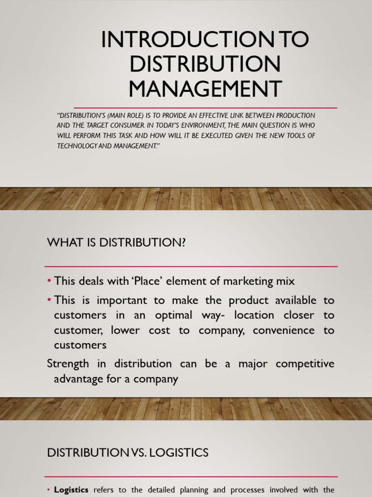 Introduction To Distribution Management | PDF