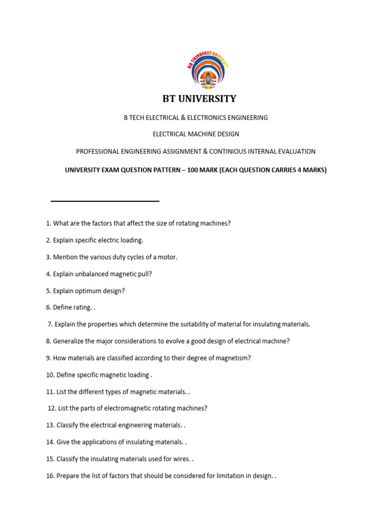 Electrical Machine Design Assignment | PDF