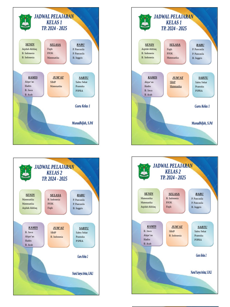 Jadwal Kelas 1 | PDF