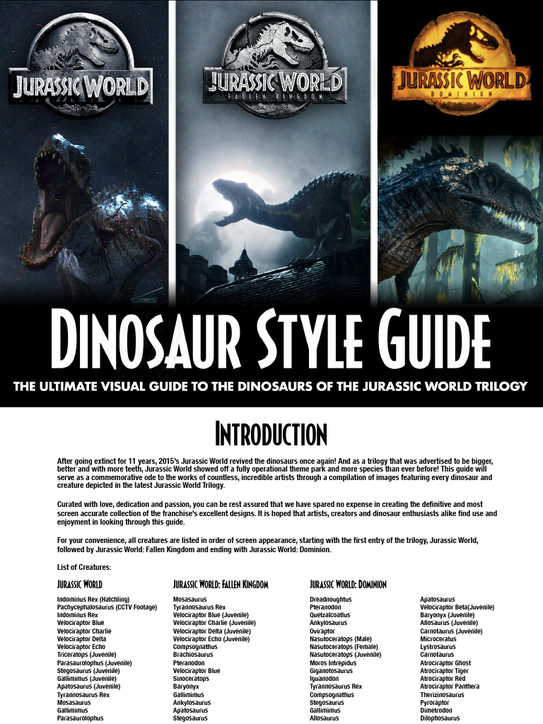 Jurassic World Dinosaur Style Guide Final Digital | PDF