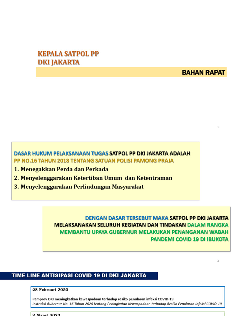 Bahan Rapat Satpol PP Kasatpol PP DKI Jakarta | PDF | Pengelolaan Keuangan & Uang