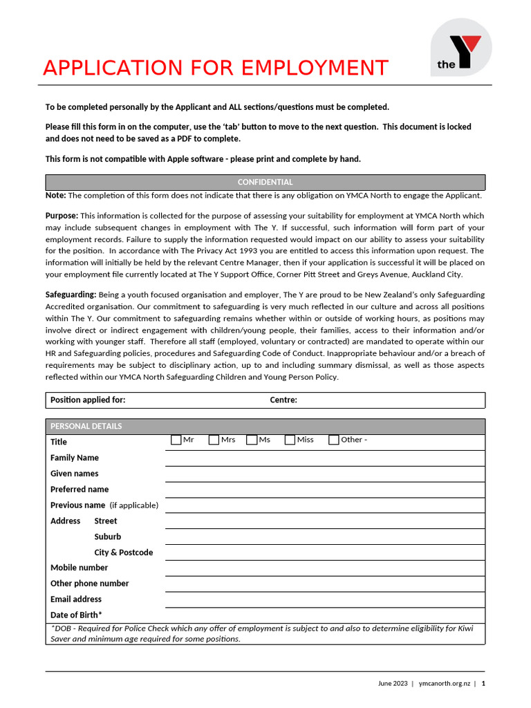 A2 - Application for Employment Form - June 2023 | PDF