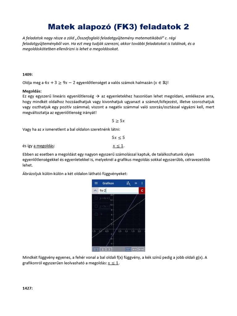 Matek alapozó feladatok 2 | PDF