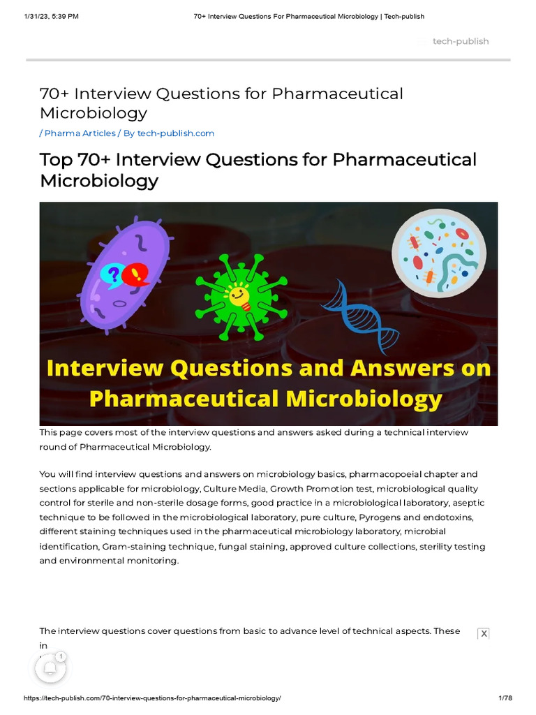 Pharma Microbiology Interview Q&A Guide | PDF | Growth Medium | Self ...