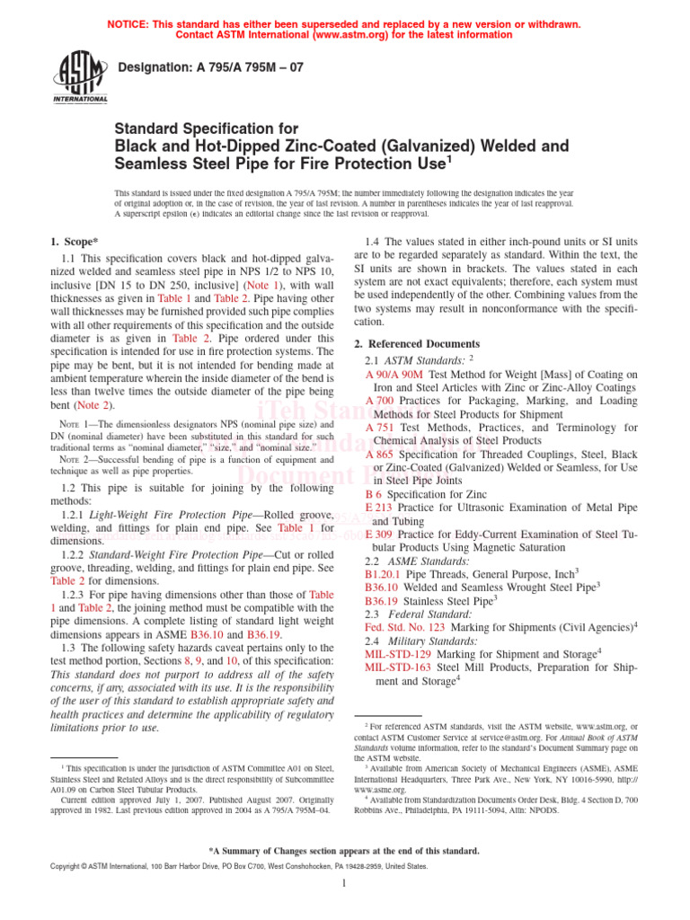 Astm A795 A795m 07 | PDF