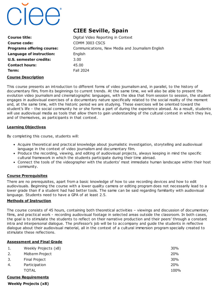 COMM 3003 CSCS - Fall 2024 | PDF