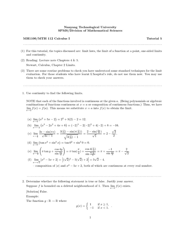 MH1100 Tut5 Solution | PDF