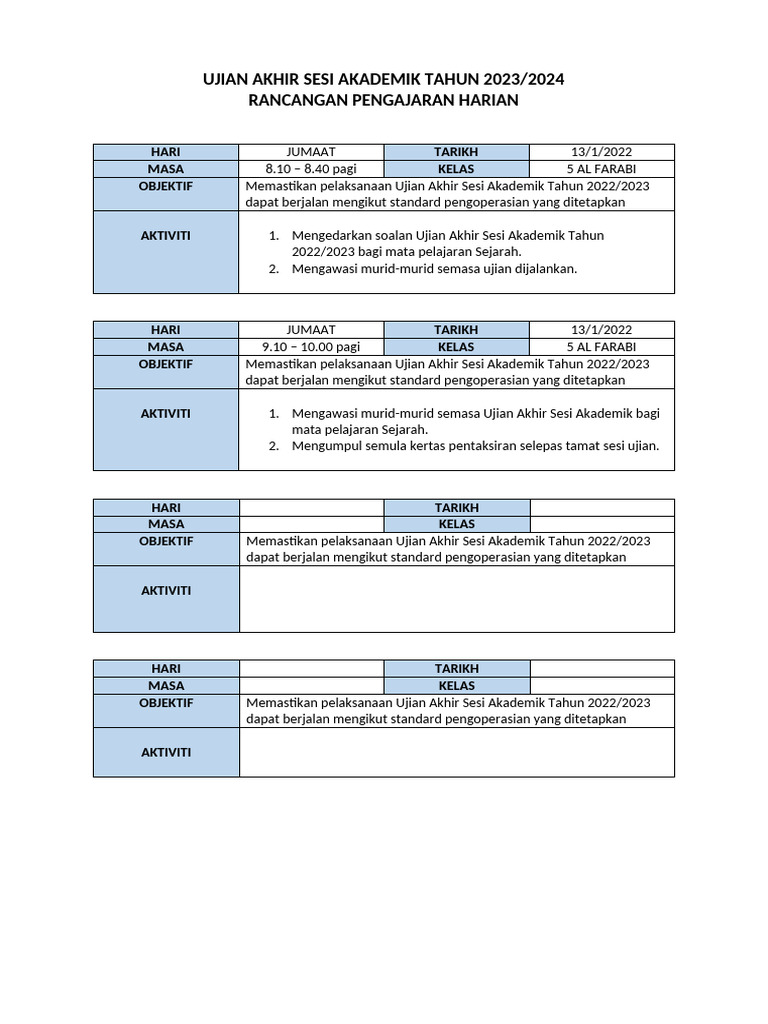 RPH Semasa Ujian | PDF