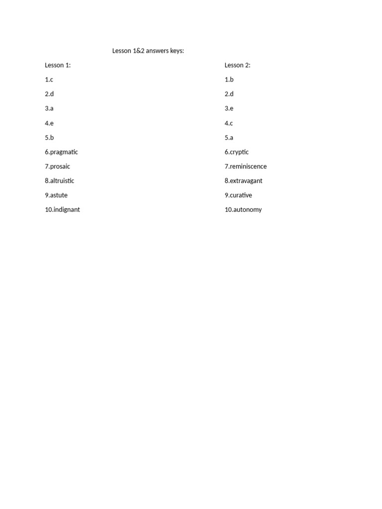 Answer Keys 1and2 Pdf 