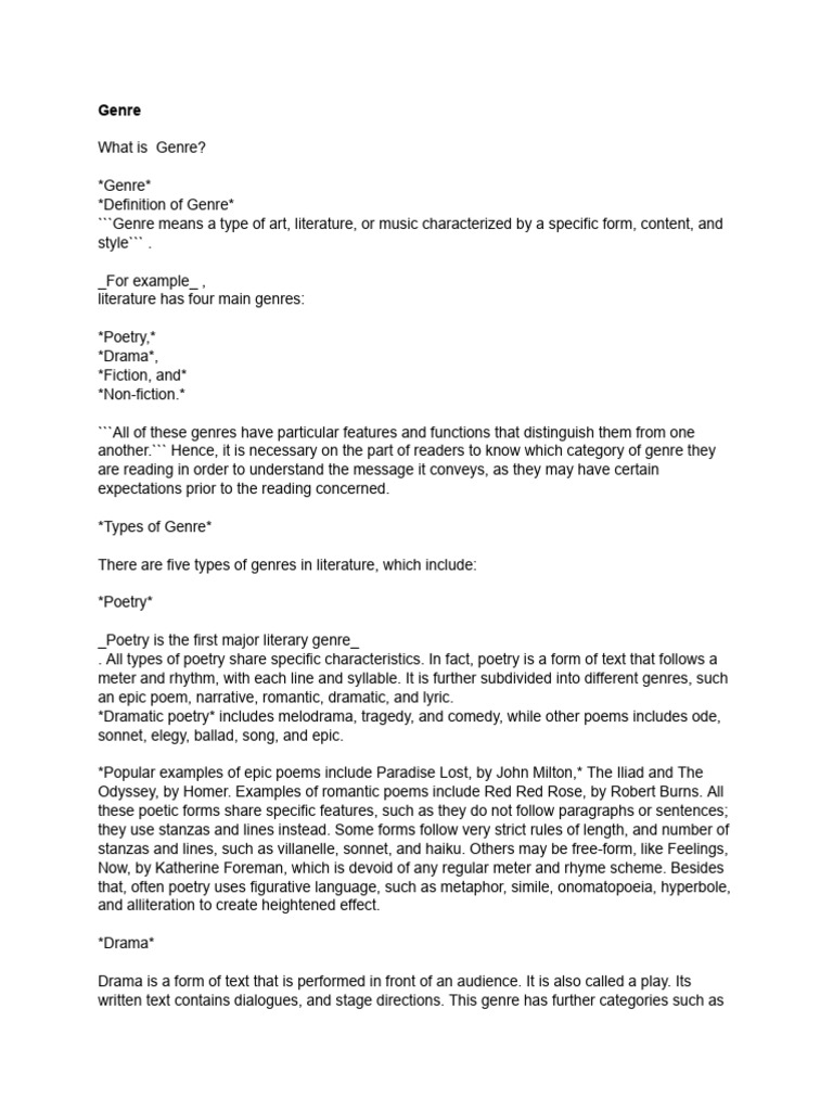 Genre | PDF | Poetry | Genre