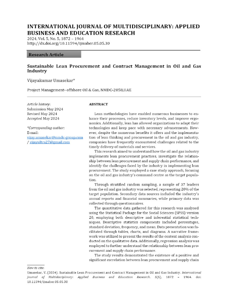 View of Sustainable Lean Procurement and Contract Management in Oil and ...