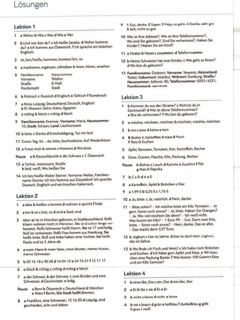 schritte-plus-neu-intensivtrainer-a1_Lösung | PDF