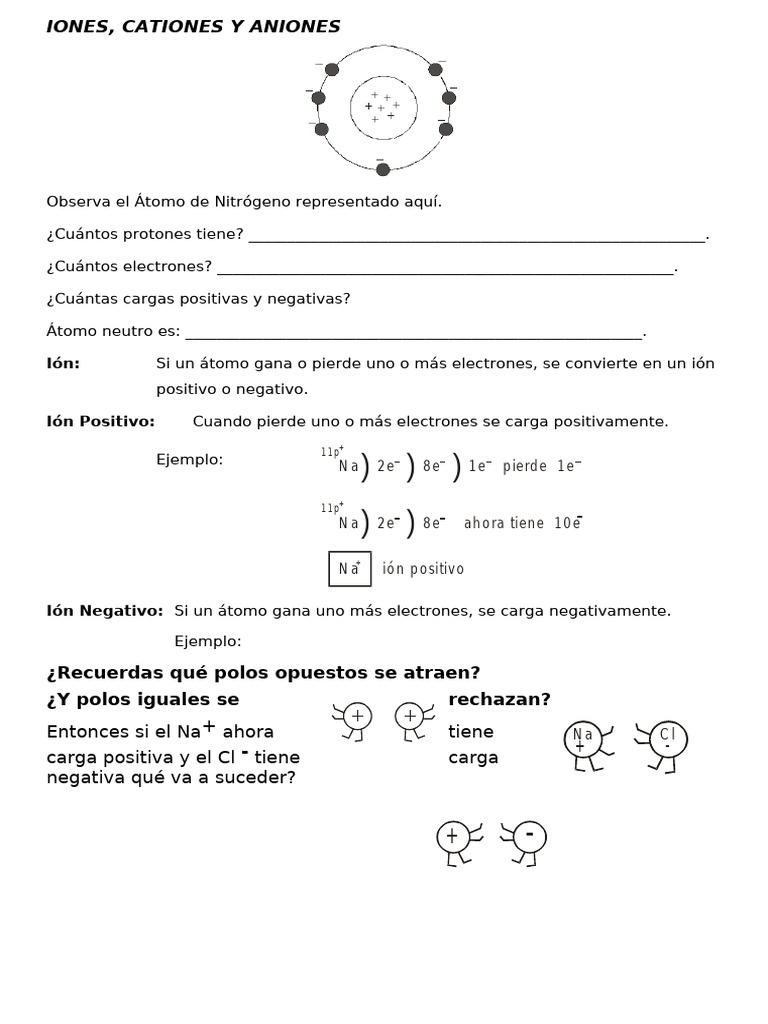 Iones Cationes y Aniones para Sexto de Primaria | PDF