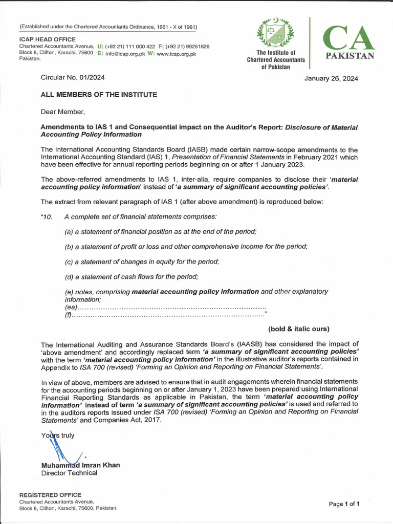 Circular 1 of 2024 | PDF