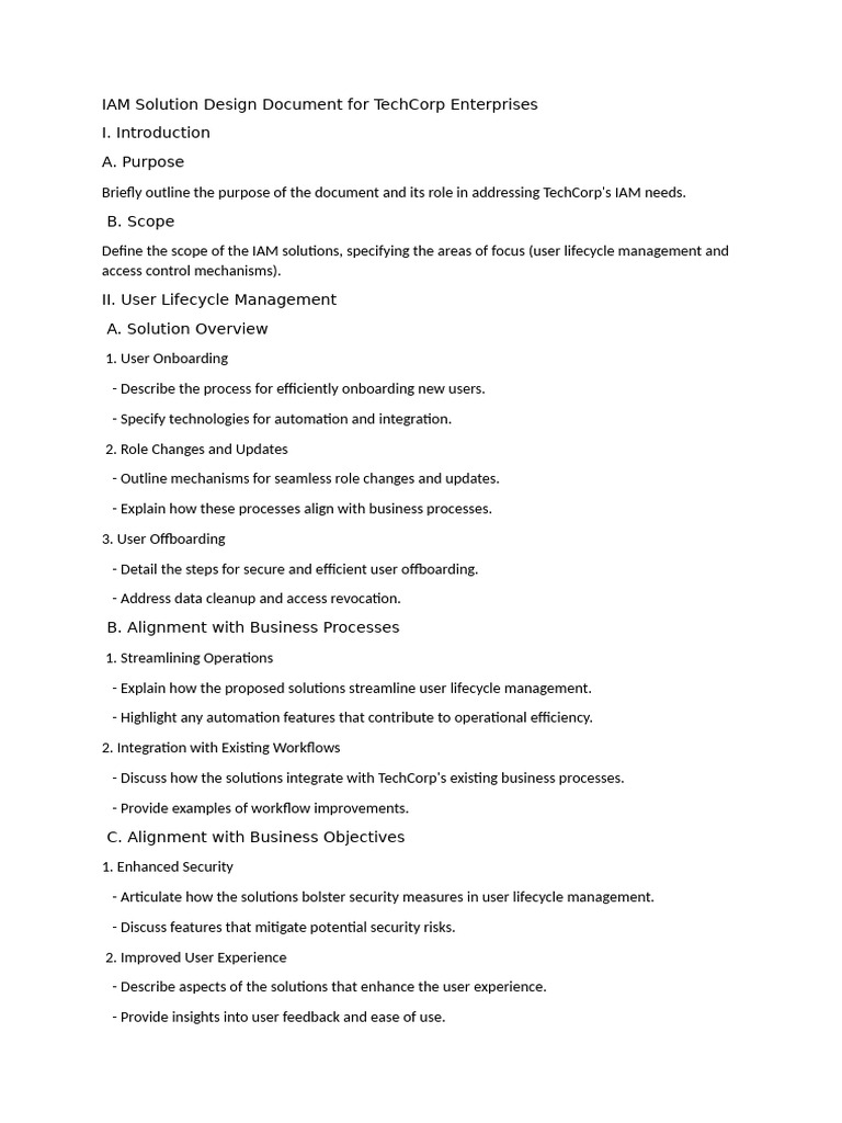 IAM Solution Design Document For TechCorp Enterprises | PDF