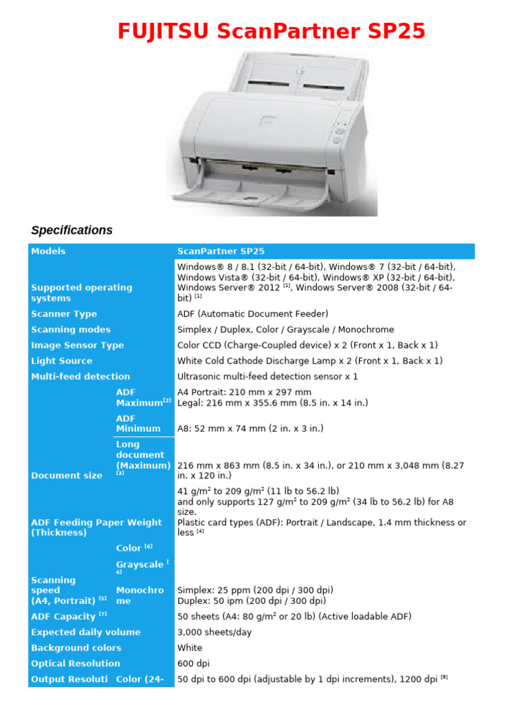 Fujitsu ScanPartner SP25 | PDF