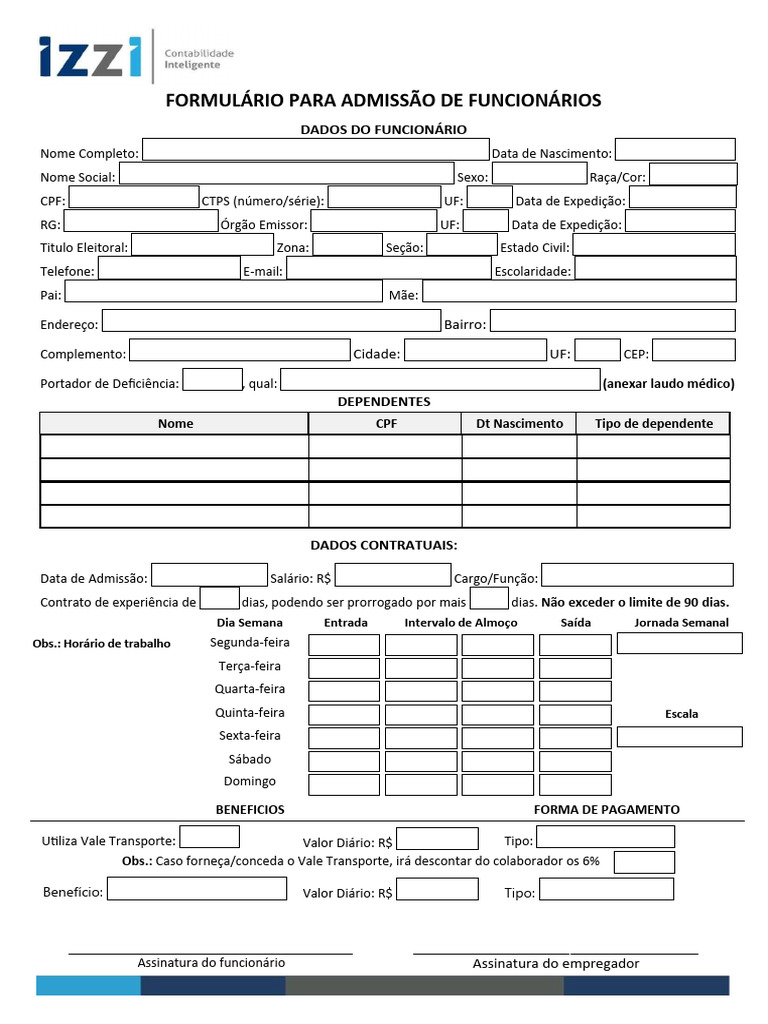 Novo Formulário de Admissão | PDF