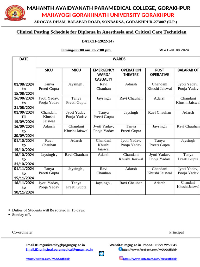 CRP 2022 Shift Wise | PDF