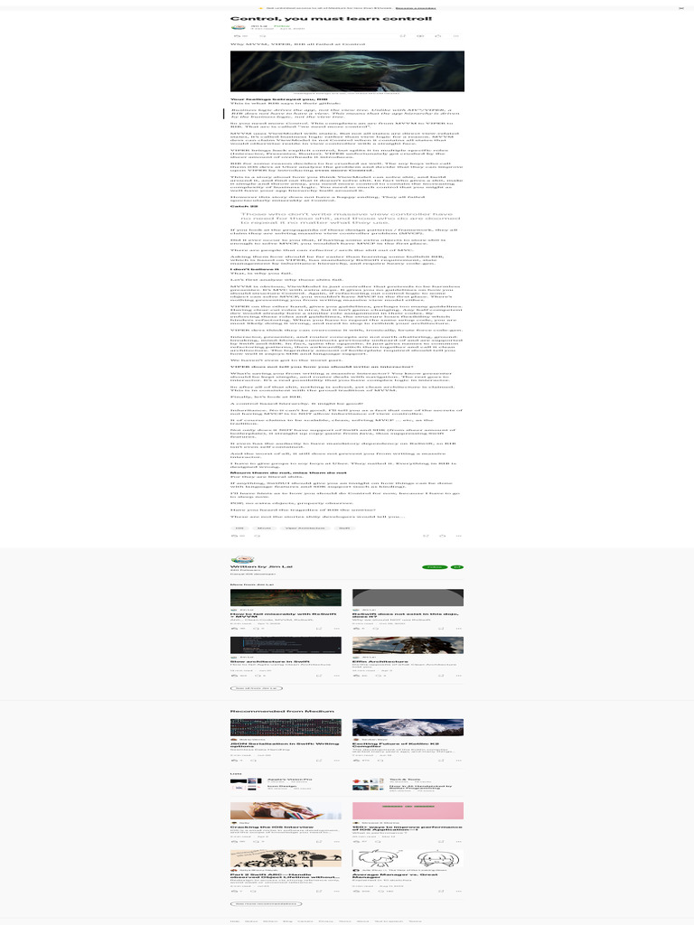 Control, You Must Learn Control!. Why MVVM, VIPER, RIB All Failed at - by Jim Lai - Medium | PDF