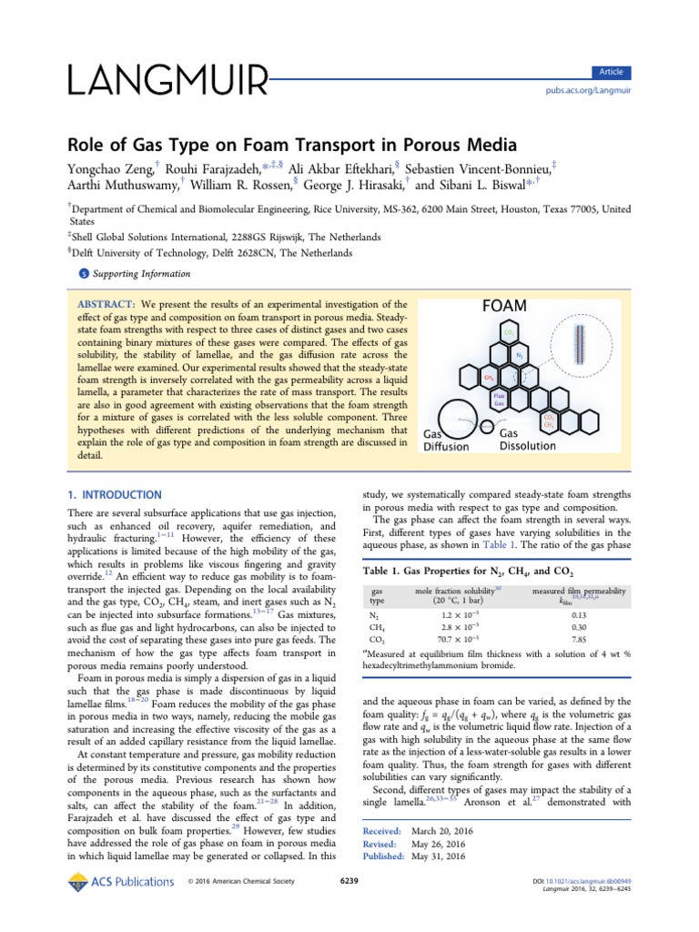 Role of Gas Type | PDF | Foam | Gases