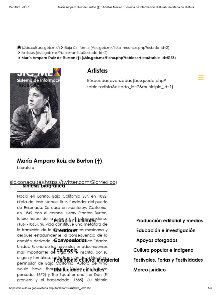 María Amparo Ruiz de Burton ( ) - Artistas México - Sistema de ...
