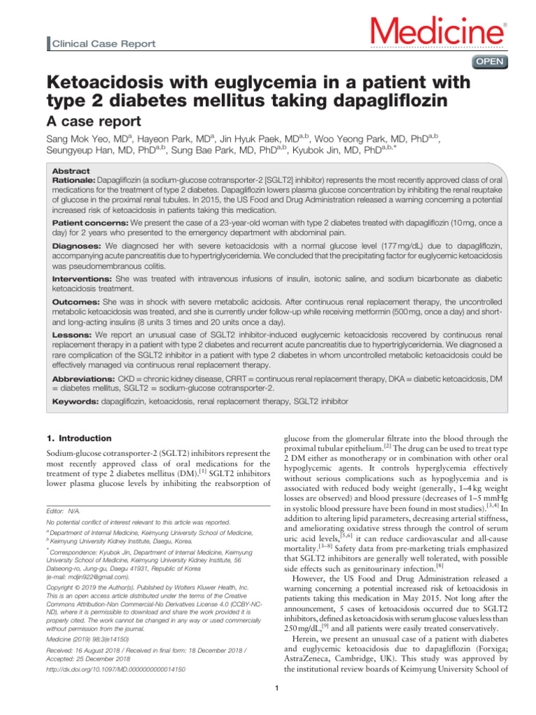 Ketoacidosis With Euglycemia in A Patient With Typ | PDF