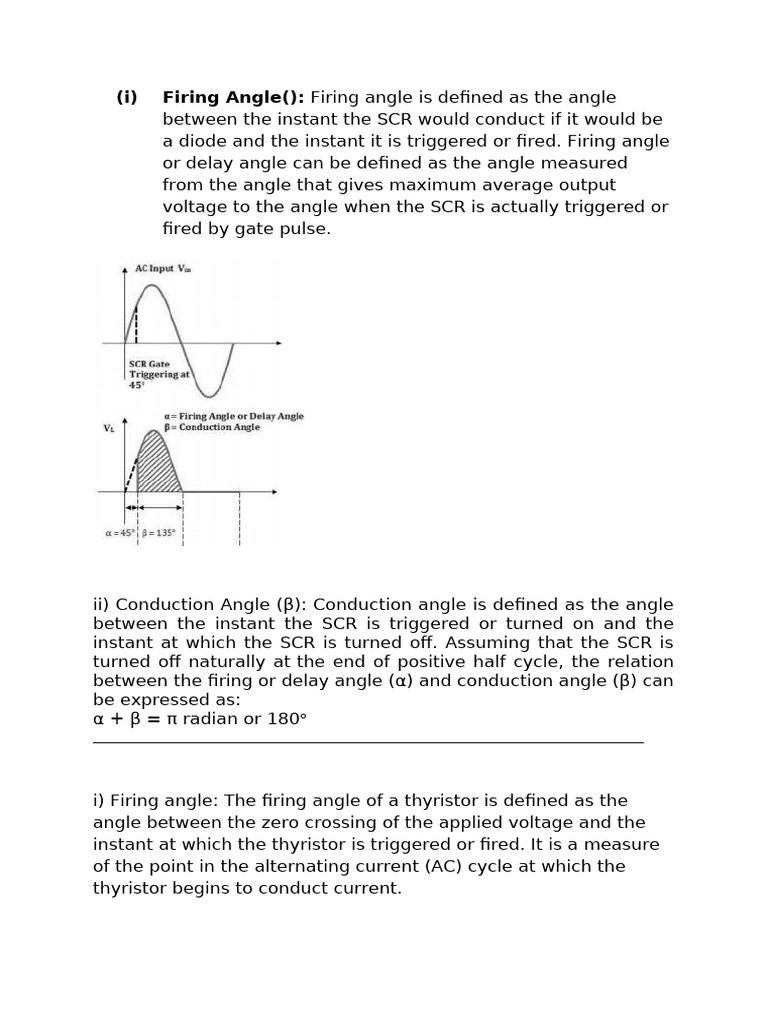 Firing Angle and Conducation Angle Defination | PDF