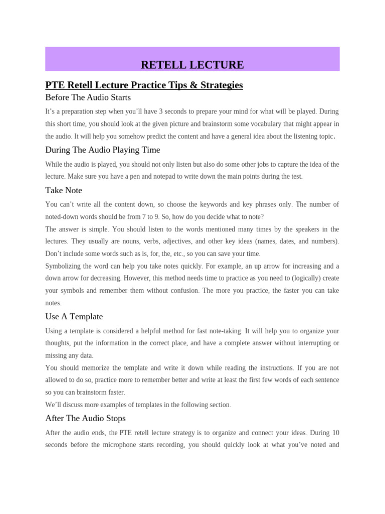 Retell Lecture | PDF