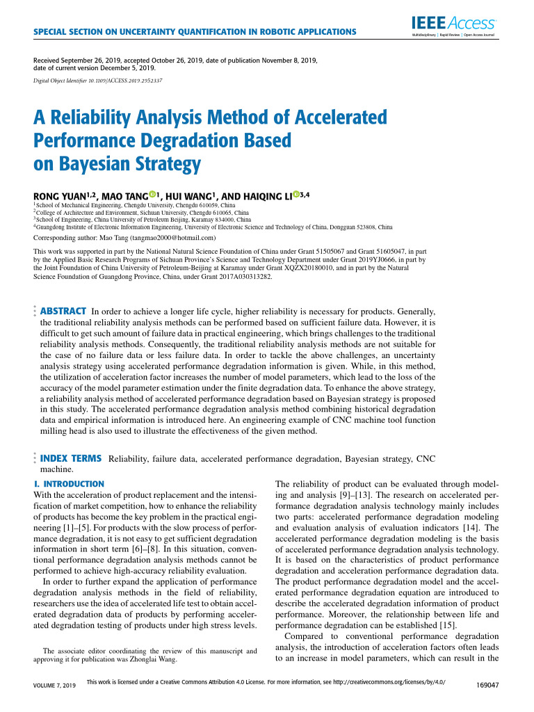 (Paper) - Reliability Analysis Method of Accelerated Performance Degradation Based On Bayesian ...