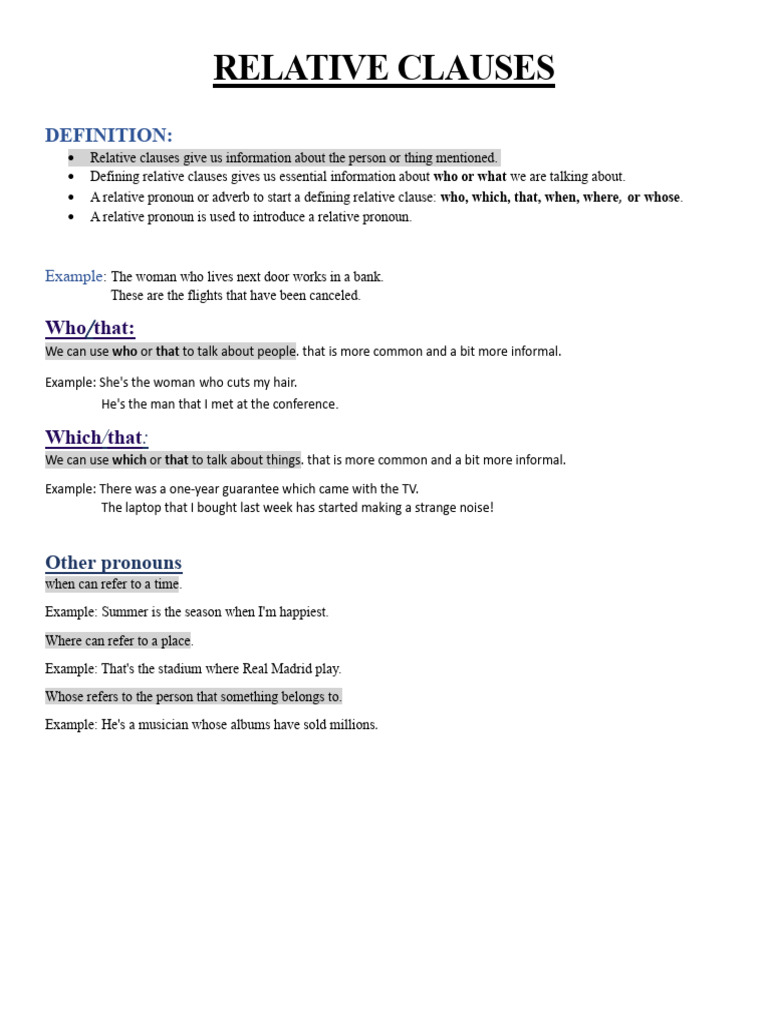 Relative Clauses | PDF