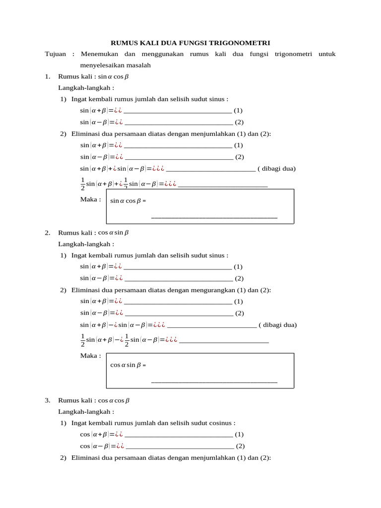 Rumus Kali Dua Fungsi Trigonometri | PDF