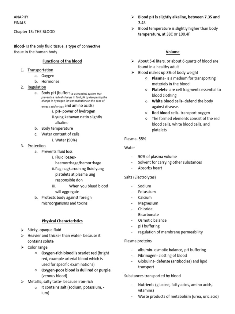 ANAPHY Chapter13 The Blood | PDF | White Blood Cell | Coagulation