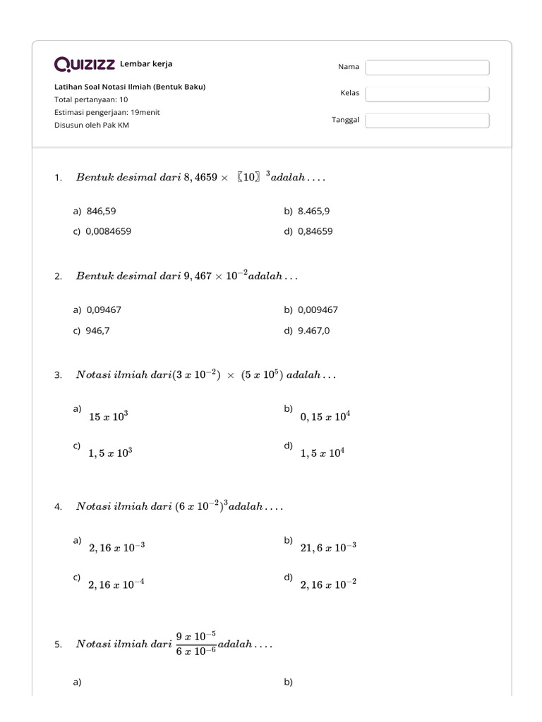 Latihan Notasi Ilmiah | PDF