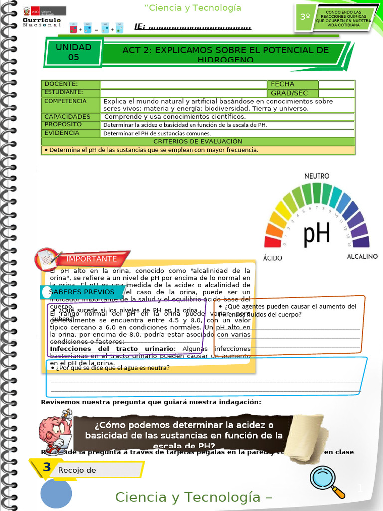 C-3º Act 3 Cyt Und 5 - Sem 3 | PDF | Ph | Ácido