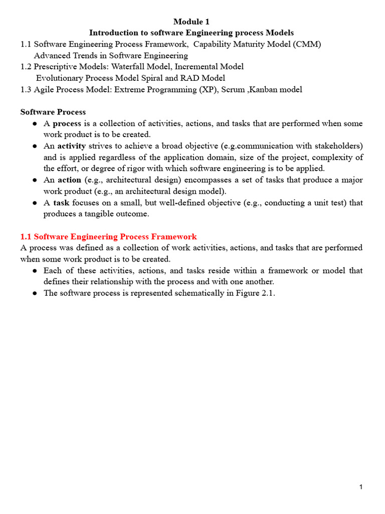 4567module 1 Introduction To Software Engineering Process Paradigms and Agile Methodology | PDF ...