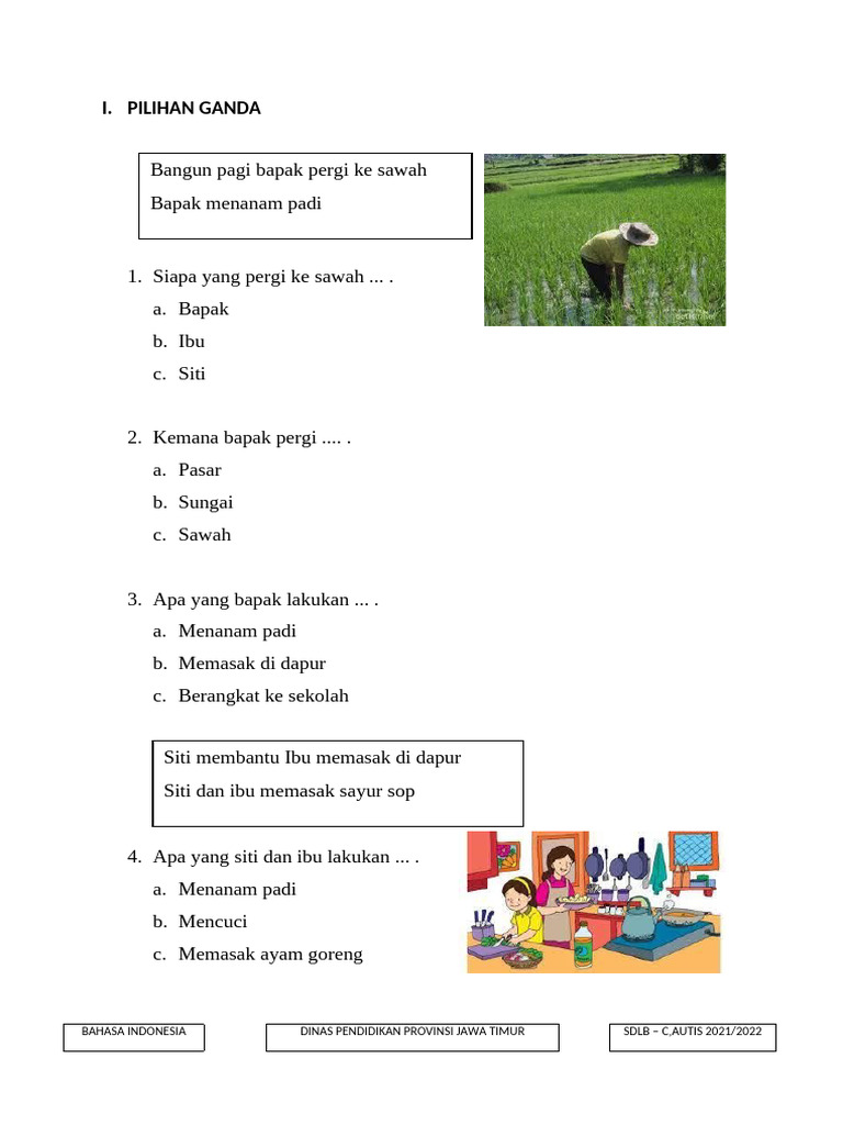 Soal-Soal Bahasa Indonesia ABK | PDF