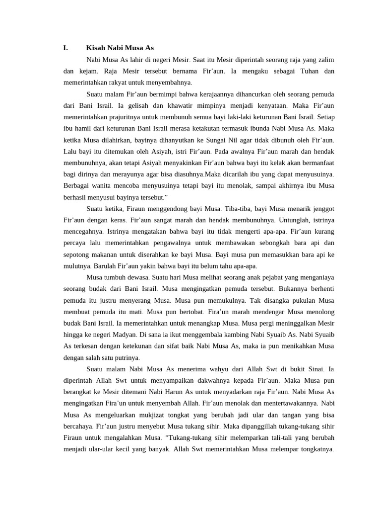 Kisah Nabi Musa As | PDF