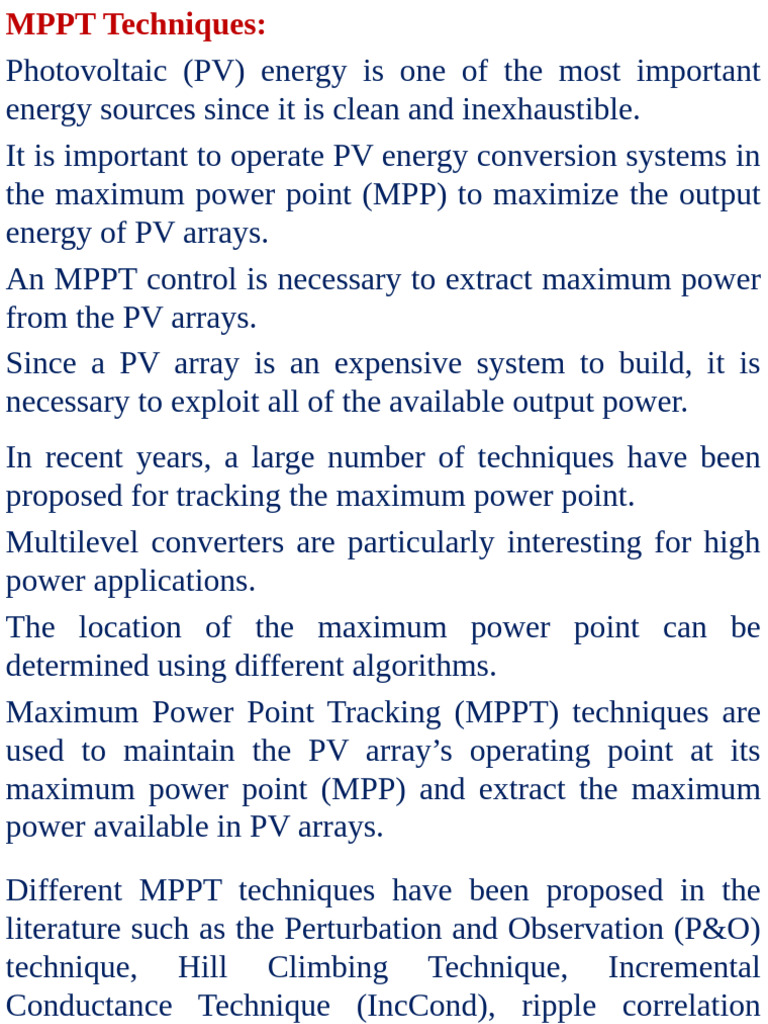 MPPT Techniques | PDF