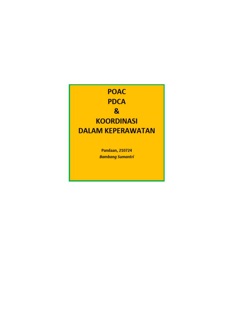 Konsep Poac, Pdca & Koordinasi | PDF